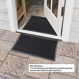 SNLSSTMKDGV Natural Rubber Outdoor Doormat with 'Home' Word Non Slip Ultra Absorbent Scratch Mud Door Mat for Front Door and Back Door, Garage, Garden, High Traffic Areas (Black, 17x29)