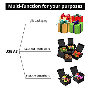 Fairlegend Small Black Gift Boxes 4x4x4 Black Kraft Paper Boxes for Gifts, Party Favors, Showers, Crafts, Candy Boxes, 100 Pack, Matte Black, 4 x 4 x 4 inches