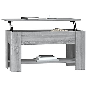 QJBSAVVA Coffee Table Gray Sonoma 39.8"x19.3"x20.5" Engineered Wood,Nightstand Industrial Tables Side Tables Sofa Table Suitable for Meeting Rooms, Reception Rooms, Offices