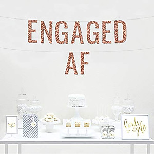 Andaz Press Real Glitter Paper Pennant Hanging Banner, Engaged AF, Rose Gold Glitter, Includes String, Pre-Strung, No Assembly Required, 1-Set