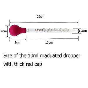 OESS Thick Glass Graduated Dropper Pipettes with Rubber Caps 10ml 4PCS