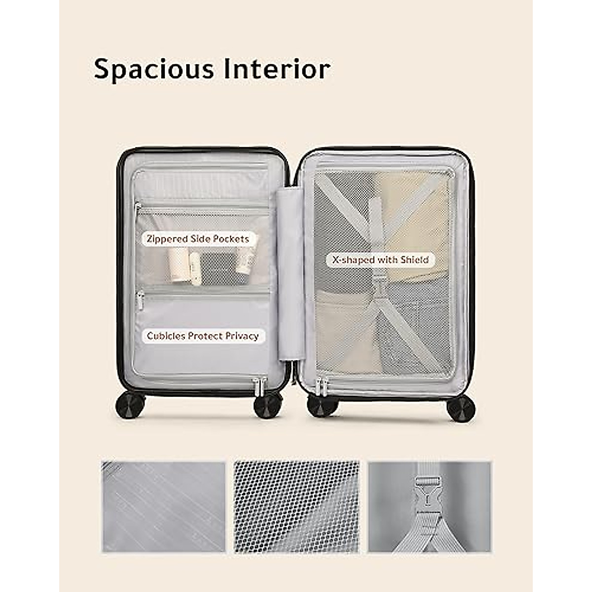 LUGGEX PC 24 Inch Luggage with Spinner Wheels - Hardside Expandable Medium Checked Luggage - Aluminum Corner for Hassle-free Travel