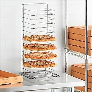TrueCraftware- 15 Tier Chrome Plated Pizza Pan Rack- Pizza Pan Rack Holder Safe Sturdy 15- Slot Pizza Pan Rack for Pizza Pan Pizza Trays Pizza Screens for Home Kitchen Restaurant Catering