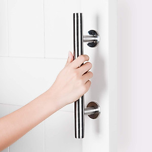 SMARTSTANDARD 10 Inch Sliding Barn Door Handle, Pull and Flush Hardware Set, Stainless Steel, Large Rustic Two-Side Design, Round