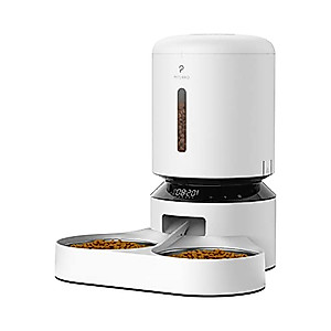 PETLIBRO Automatic Cat Feeder for Two Cats, 5L Dry Food Dispenser with Splitter and Two Stainless Bowls, 10s Meal Call and Timer Setting, 50 Portions 6 Meals Per Day for Cat and Dog