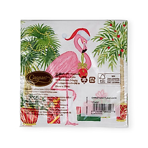 Caspari Christmas Flamingos Paper Cocktail Napkins - 20 Per Package, 2 Packs