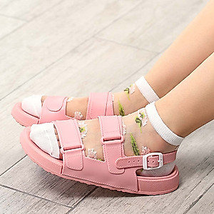 Woeoe Sheer Mesh Short Ankle Socks Floral Ultrathin Transparent Lace Summer Socks Thin See Through Silk Short Stockings for Women Girls(4 Pairs)