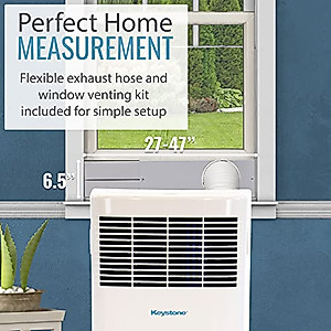 Keystone 5,000 BTU Portable Air Conditioner, Cools Rooms Up to 200 Sq. Ft., with Remote Control, LED Display, 24H Timer, Dehumidifer, Wheels, and 3-Speeds