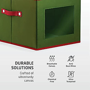 ZOBER Holiday Accessory and Decor Storage Box 2-pack with Decorative Trim, Holiday Storage Solution, Green