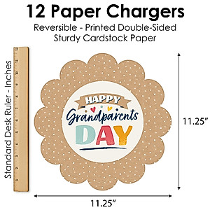 Big Dot of Happiness Happy Grandparents Day - Grandma & Grandpa Party Round Table Decorations - Paper Chargers - Place Setting For 12