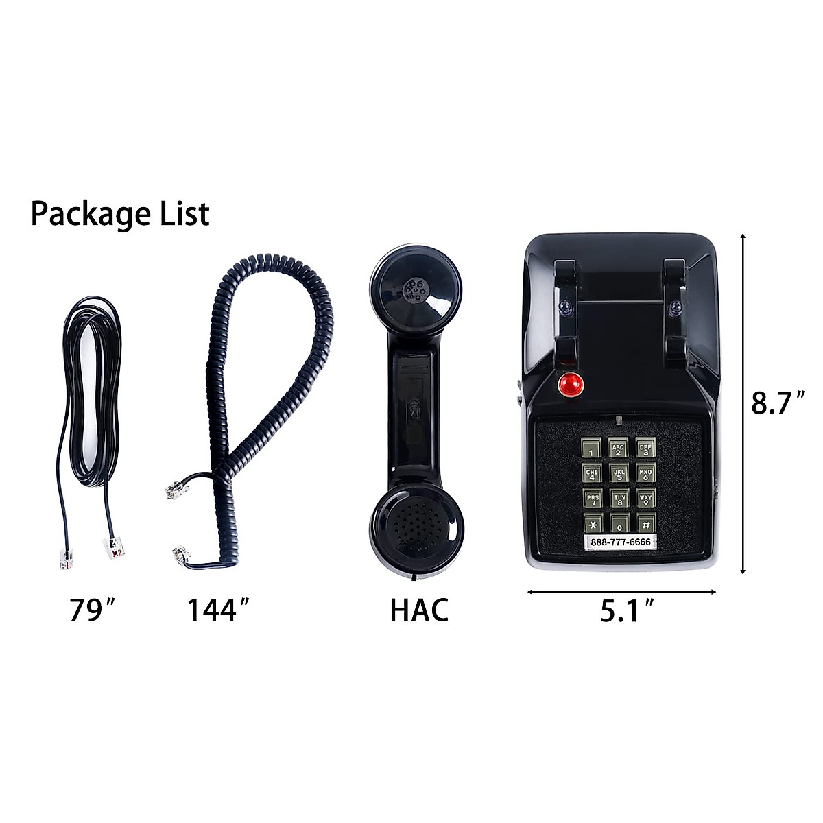 Vintage Retro Corded Phone with Message Indicator - Classic Landline