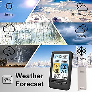 KALEVOL Weather Stations Indoor Outdoor Thermometer Wireless Color Display Temperature Humidity Monitor with Atomic Clock and Adjustable Backlight, Weather Thermometers with Barometer and Moon Phase…