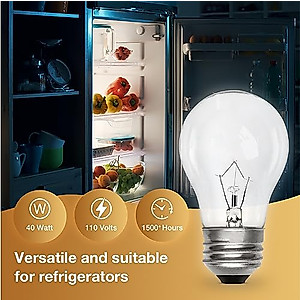 SalHawze Oven Bulb 40W Microwave E26 Medium Base, A15 Appliance Bulb, High Temperature Resistant 300 Degree Appliance Bulb Suitable for Oven, Stove, Refrigerator