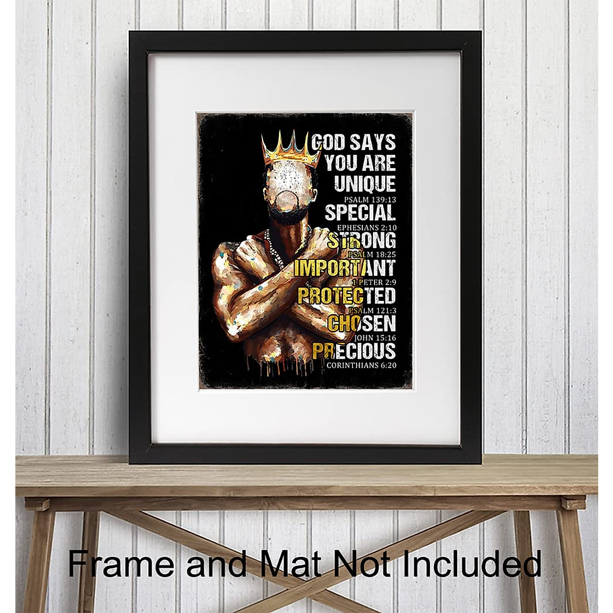 African American Religious Wall Art - Christian Decor - Catholic Gifts for Men - God Says You Are - Scripture Wall Art - Spiritual Inspirational Bible Verses - Positive Motivational Quotes - Black Art