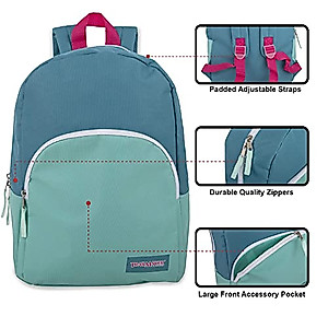 Trail maker Bulk Backpack Kids 15 inch Backpacks 24 Pack with Padded Straps Wholesale for School