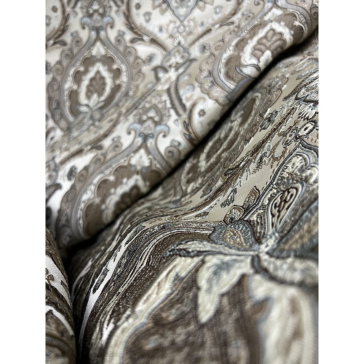 Decora Furnishings Luxurious Woven Jacquard Majestic Damask Fabric for Upholstery, Dining Chairs, Window Treatments, Crafts - Renaissance Rococo Victorian - 54" Width - by The Yard (Beige/Brown)