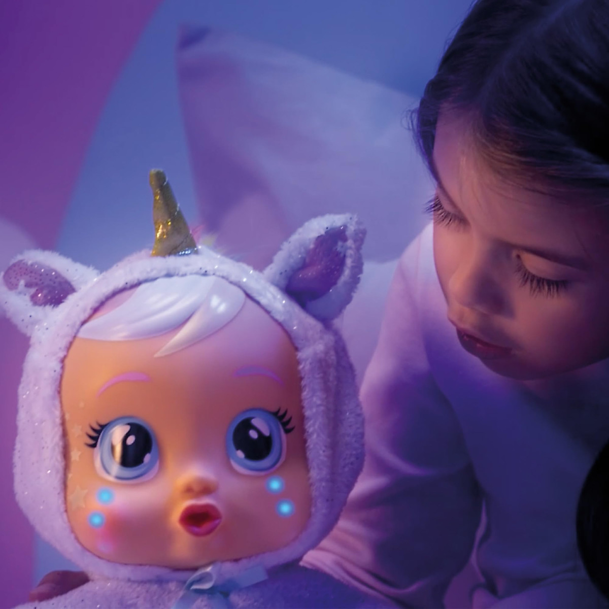 Cry Babies Goodnight Dreamy - Sleepy Time Baby Doll with LED Lights, for Girls and Boys Ages 18M and Up, Multicolor