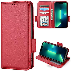 Case Compatible with Samsung Galaxy Z Fold 3,Leather Flip Case with Card Slot,Wallet Design,Standable Flip Case Red