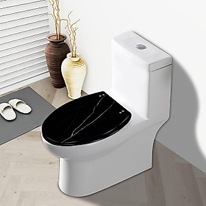 WHFEOIV9RE Elongated Toilet Seat texture white veins Resin Toilet Seat Quietly Slow Close with Quick-Release Hinges Toilet Seat with Cover Easy to Clean Install