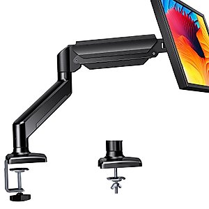 ErGear Single Monitor Arm for 13-34 inch Screens, Adjustable Gas Spring Monitor Mount Holds up to 22 lbs, Computer Monitor Stand with VESA Mount, C-Clamp & Grommet Base, Max VESA 100x100mm,