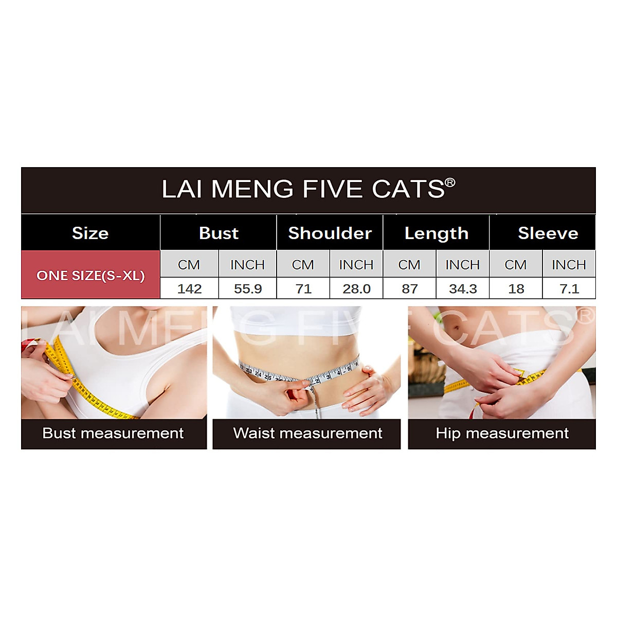 LAI MENG FIVE CATS Women's Casual 3/4 Sleeve Turtleneck Oversized Loose Sweatshirt Pullover Top ONE Size Black