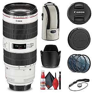 Canon EF 70-200mm f/2.8L is III USM Lens (3044C002) + Filter Kit + Cap Keeper + Cleaning Kit + More (Renewed)