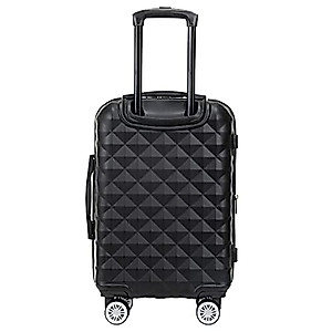 Kenneth Cole Reaction Diamond Tower Luggage Lightweight Hardside Expandable 8-Wheel Spinner Travel Suitcase, Black, 20-Inch Carry On