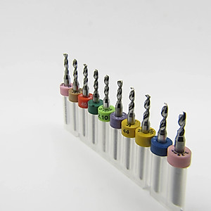 Ten Size Solid Carbide Drill Bit Set 2.00mm - 2.25mm Includes: .0787"/#47/2.00mm .0807"/2.05mm .081"/#46 .082"/#45 .0827"/2.10mm .0846"/2.15mm .086"/#44 .0866"/2.20mm .0886"/2.25mm .089"/#43 1/8" Shanks