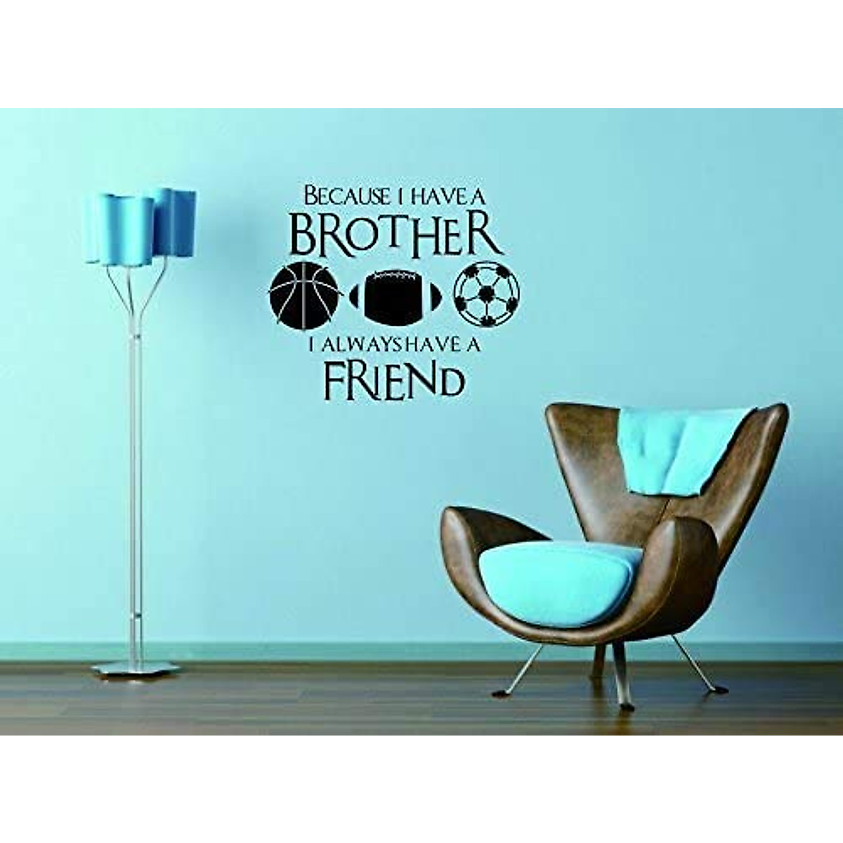 DNVEN Kids Sports Learning Basketball Football Soccer Vinyl Wall Stickers Decals Quotes Brothers Friends Kid Rooms Sports Decors Quotes Kids Wall Decals Black 20 inches x 23 inches