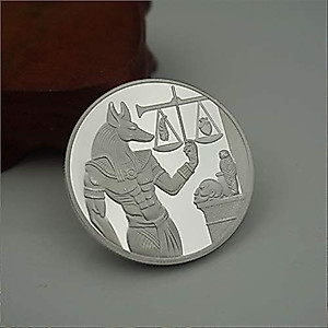 TENDYCOCO Anubis Coin Egyptian God Challenge Coin Commemorative Art Coin Collection Iron Souvenir Craft Gift Toy (Silver)