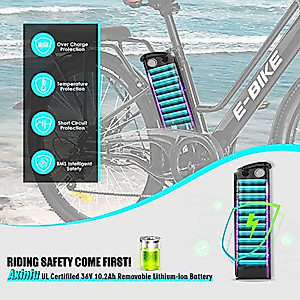 Axiniu Electric City Bike for Adults | 26'' Electric Commuter E-Bike | Shimano 7-Speed | Peak 500W Brushless Motor with 36V UL-Certified Removable Battery | Electric Bicycle