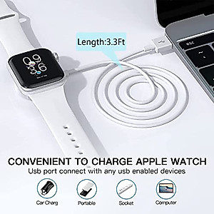 Apple Watch Charger [Apple MFi Certified] Apple Watch Magnetic Charging Cable (1m) Fast Magnetic Wireless Charging Cable Cord Portable Charging Cord Compatible with Apple Watch Series 7 6 SE 5 4 3 2 1