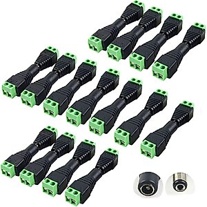exgoofit DC Power Connector 15 Pairs 12V Male+Female 2.1x5.5MM DC Power Jack Plug Adapter Connector for CCTV Camera and LED Strip Light