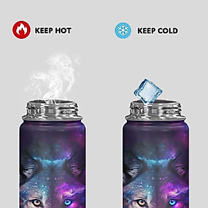 ZOUTAIRONG Galaxy Wolf Sports Water Bottle 20 oz Insulated Water Bottle Leak Proof Stainless Steel Gym Bottle Sports Water Cup for Women Thermal Water Bottles for Men