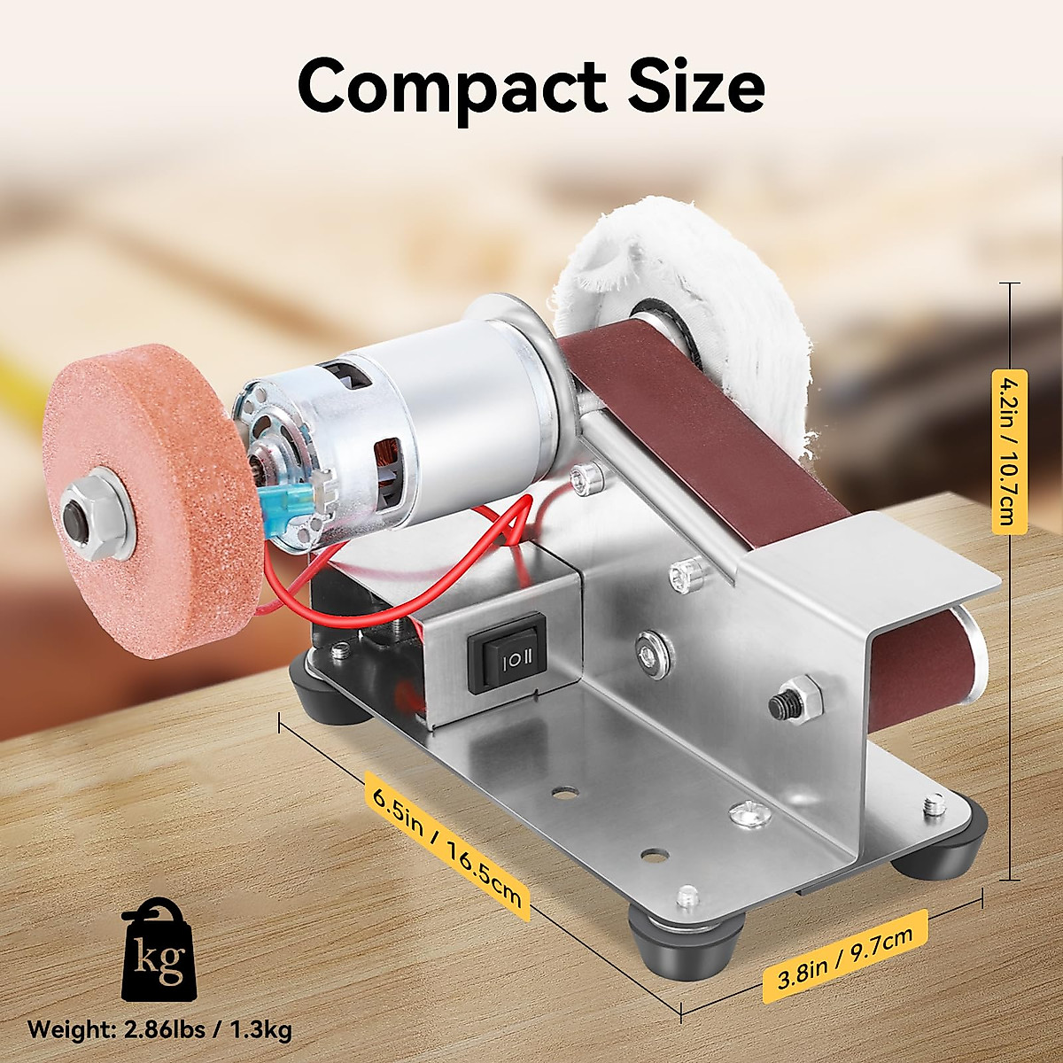 CAMXTOOL Mini Belt Sander - Power Belt Sanders, Small Bench Belt Sander Machine,7 Gear Adjustable Speed Electric Belt Sander for Metal Working, Knife Making Kits, Knife Grinder, DIY Woodworking,