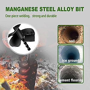 LONGRUN Earth Auger Drill Bit for Garden Fence Post, 4" x 31.5" Post Hole Auger, 0.79”(20mm) Inner Shaft Auger Bit for Planting Trees and Bedding, Bulbs, Seedlings, Gardening, Large Fencing Digger