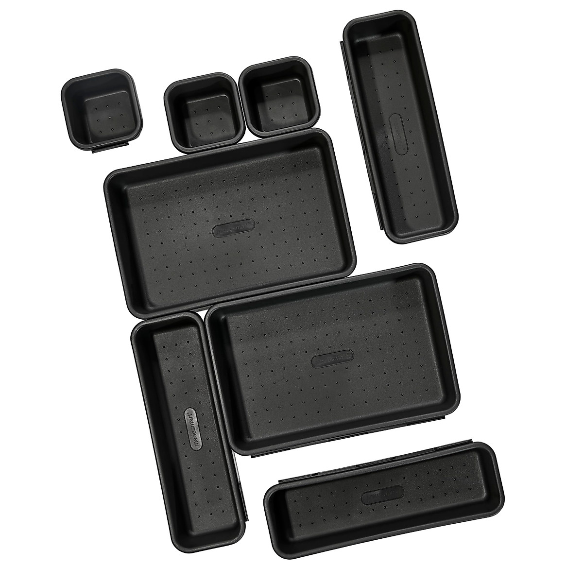 madesmart 8-Piece Interlocking Bin Pack - Granite | VALUE COLLECTION | Customizable Multi-Purpose Storage | Durable | Easy to Clean | BPA-Free (59601)