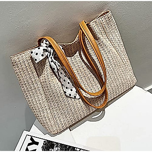 Summer Beach Tote Bag for Women Straw Beach Tote Bow Handbag Hobo Purse for Travel Vocation