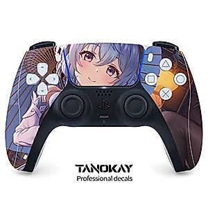 TANOKAY PS5 Console Skin and Controller Skin Set | Ganyu & Keqing Genshin Impact | Matte Finish Vinyl Wrap Sticker Full Decal Skins | Compatible with Sony Playstation 5 Digital Edition