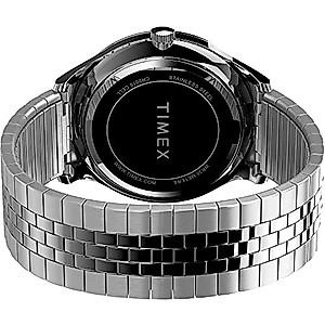 Timex Men's Modern Easy Reader 40mm Watch – Silver-Tone Case Black Dial with Stainless Steel Expansion Band