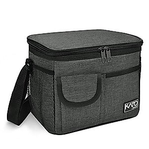 Insulated Lunch Box for Women Men, Leakproof Thermal Reusable Lunch Bag with 4 Pockets for Adult & Kids, Lunch Bag Cooler Tote for Office Work by Tirrinia, Charcoal