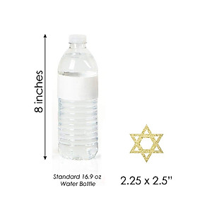Big Dot of Happiness Gold Glitter Star of David - No-Mess Real Gold Glitter Cut-Outs - Hanukkah Confetti - Set of 24