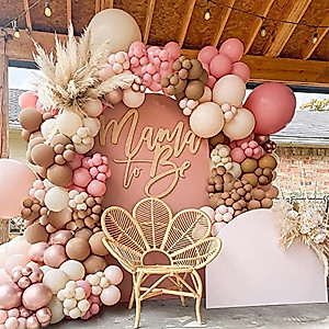 Wecepar Boho Balloon Garland Arch Kit With Pink Chocolate Coloured Ivory White Metallic Rose Gold Balloons for Baby Shower, Birthday, Bridal Shower, Valentines, Wedding, Anniversary Party Supplies