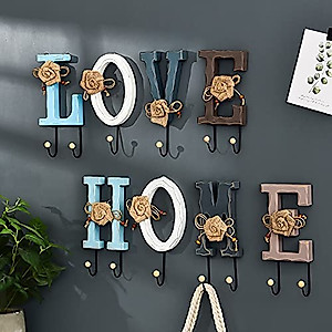 Entryway Coat rack Wall Mounted Coat Rack Coat Hat Hanger American Pastoral Style Hook Alphanumeric Wrought Iron Hook Bedroom Living Room Corridor Hanging Clothes Towels Hats Easy Assembly Coat rack