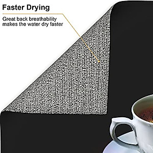Hot Coffee with Coffee Bean Printed Drying Mat For Kitchen Ultra Absorbent Microfiber Dishes Drainer Mats Non-Slip Silicone Quick Dry Pad - 18 X 16inch