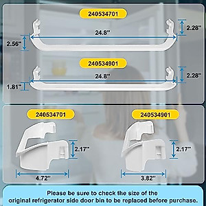 240534701 & 240534901 Refrigerator Shelf Retainer Bar Compatible with Frigidaire, Kenmore Refrigerator Door Shelf Parts,Replaces PS734936 AP3214631 948952 AP3214630 PS734935 948954 AH734935 EA734935