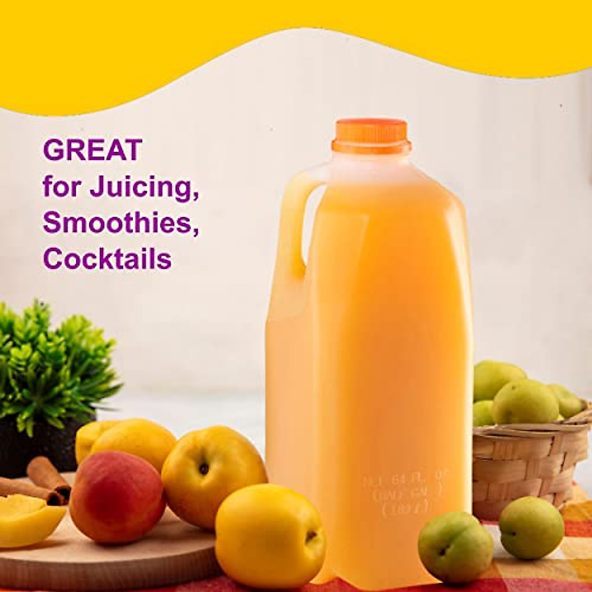 [30 PACK] Empty Plastic Juice Bottles with Tamper Evident Caps 64 OZ - Half Gallon, Smoothie Bottles - Ideal for Juices, Milk, Smoothies, Picnic's and even Meal Prep by EcoQuality Juice Containers