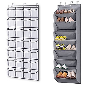 KEETDY 28 Large Clear Over The Door Shoe Rack and Door Shoe Organizer with 8 Deep Pockets