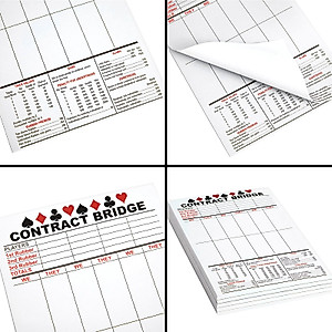 Best Paper Greetings 250 Sheets Contract Bridge Score Pads and Tallies, Game Scoring Cards Supplies, Large Print with Trick Values (5 Notepads)