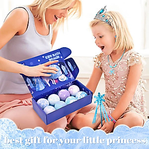 Toylink Bath Bombs for Kids with Surprise Inside Frozen Toys 8 Pack Natural Bath Bombs Handmade Spa Bath Fizzies with Jewelry Set Girls Birthday Christmas Gift